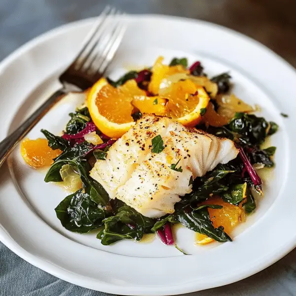 Pan-Fried Cod with Orange and Swiss Chard - Recipe Viral
